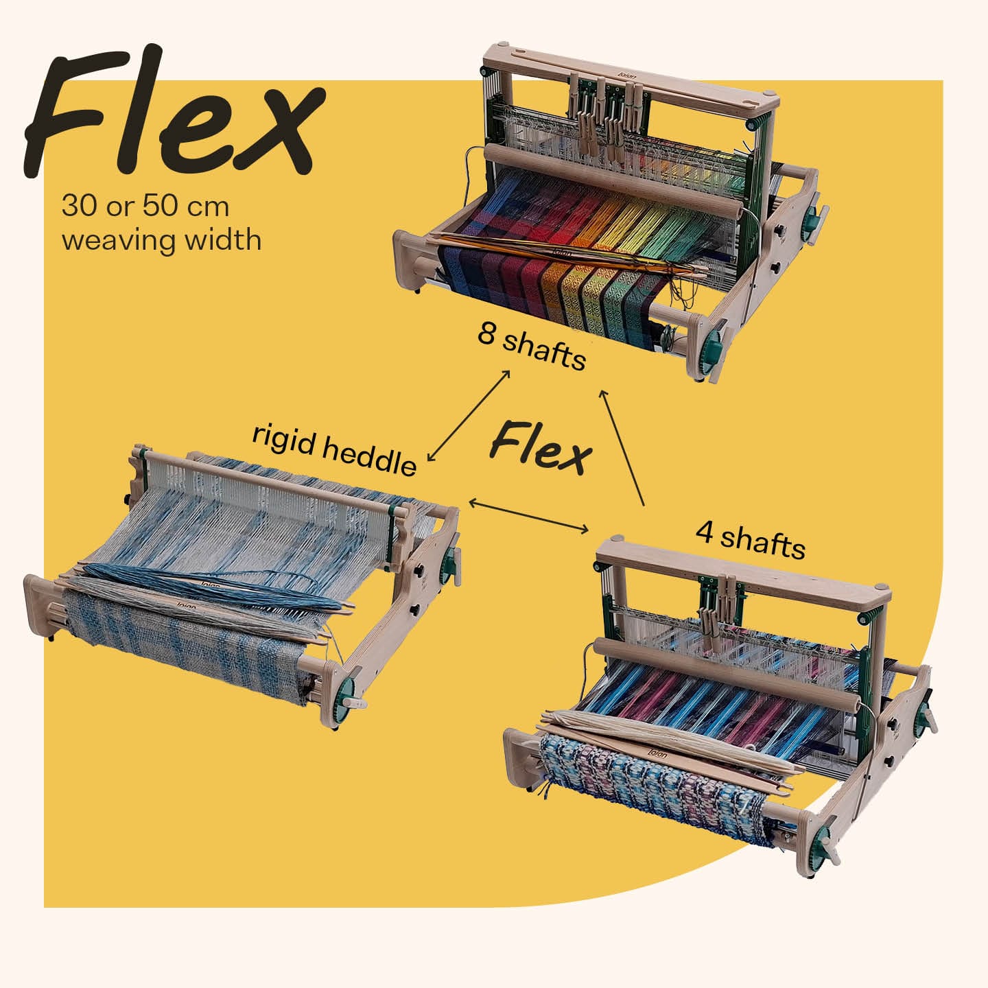 Lojan Flex Conversion Kit for Flex Rigid Heddle and Shaft Looms – Weft Blown